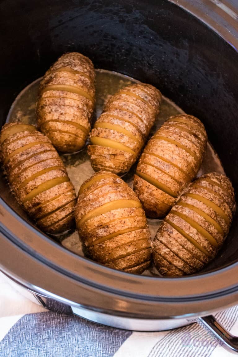 Easy Slow Cooker Hasselback Potatoes - The Default Cook
