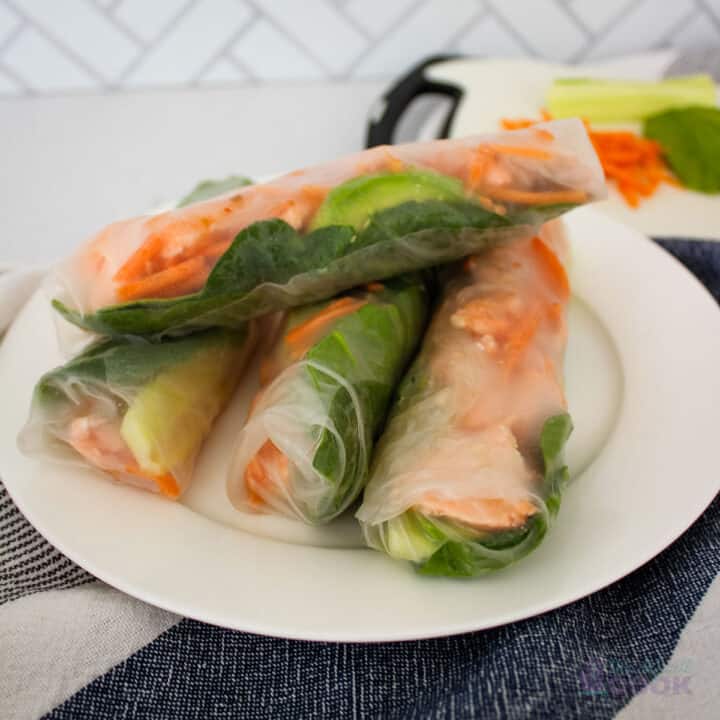 Sweet Chili Salmon Spring Rolls with Rice Paper - The Default Cook